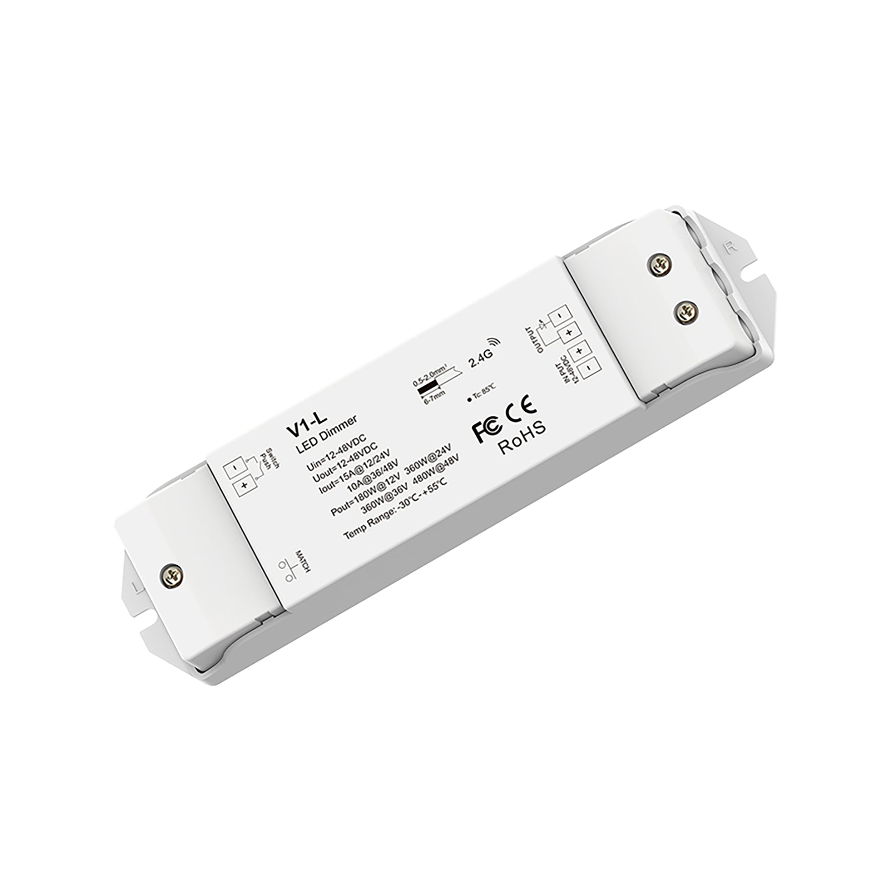 LED 12-48V DC Dimming Controller 1CH*15A 2.4GHz RF V1-L