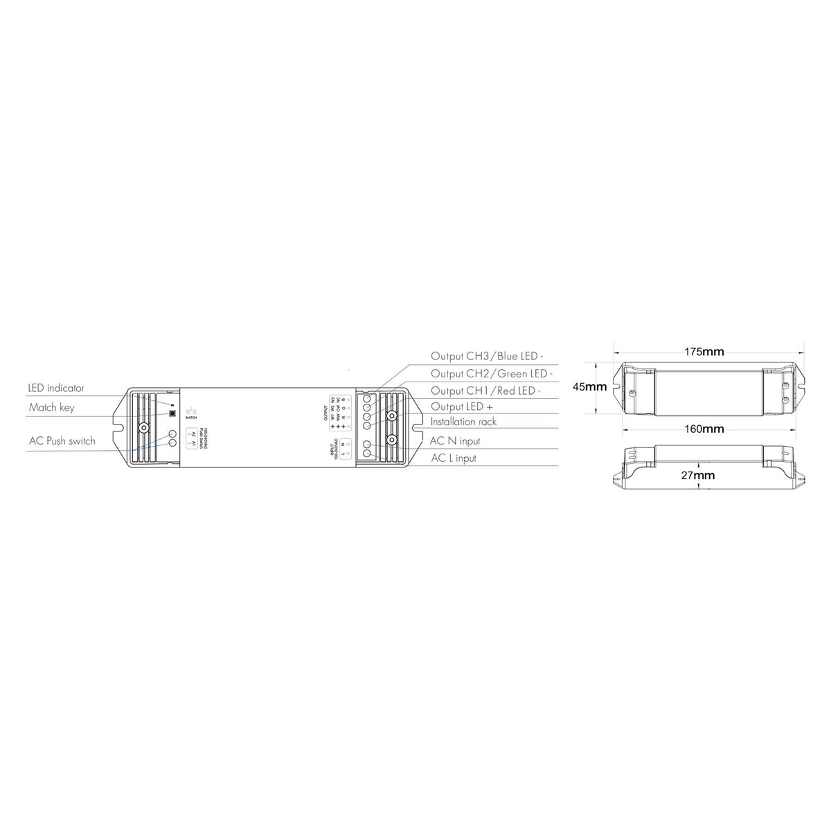 LED 100-240V AC Dimming/CCT/RGB Controller 3CH*1A 2.4GHz RF S3