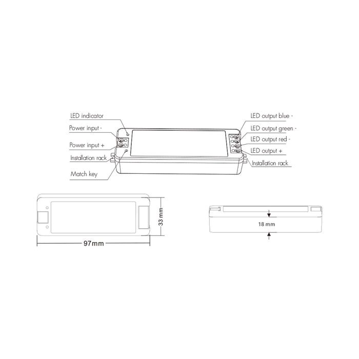 LED 12-24V DC Dimming/CCT/RGB Controller 3CH*4A 2.4GHz RF V3