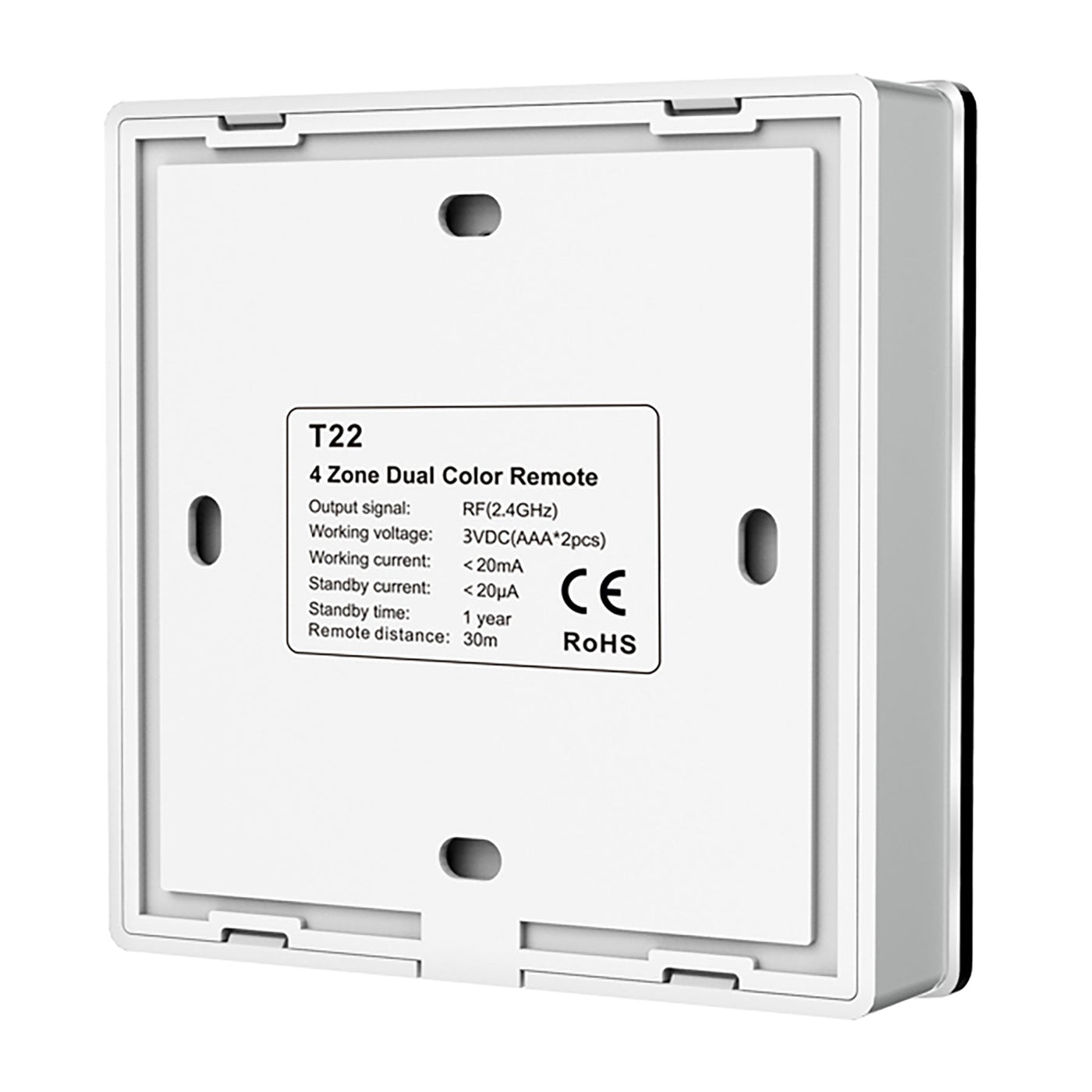 4 Zone CCT Touch Panel Remote Control 2.4GHz RF 2*AAA Battery T22