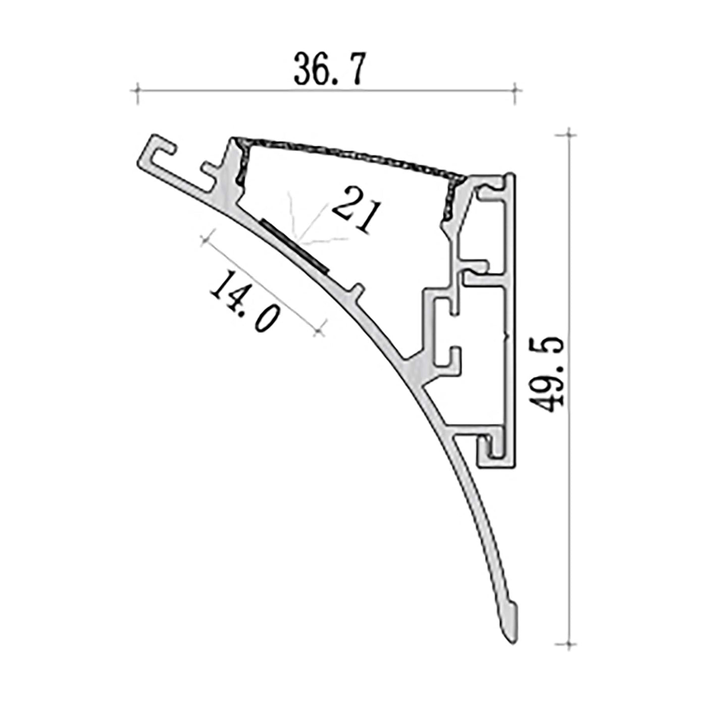 Coving LED Aluminium Profile 36.7x49.5mm (232-M5036)