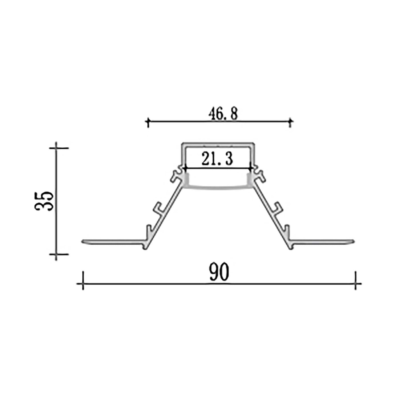 Plaster-In LED Aluminium Profile 90x35mm (317-C9035)