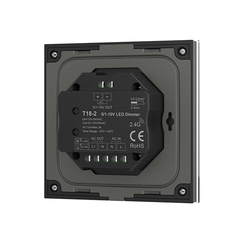 LED 0/1-10V Dimmer Switch Wall Rotary Panel 2.4GHz RF AC100-240V T18-2