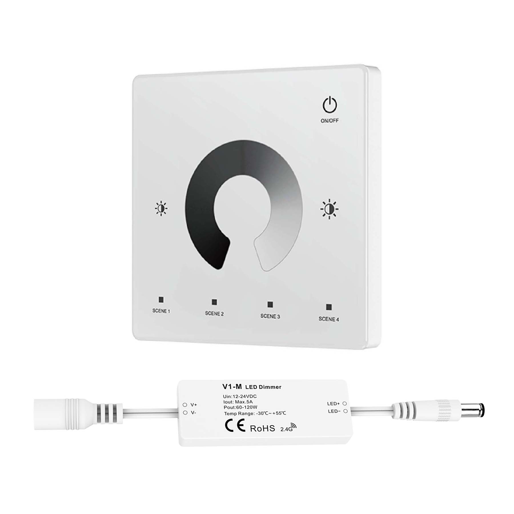 LED 12-24V DC Dimming Controller V1-M(D) + 1 Zone Panel Remote Control