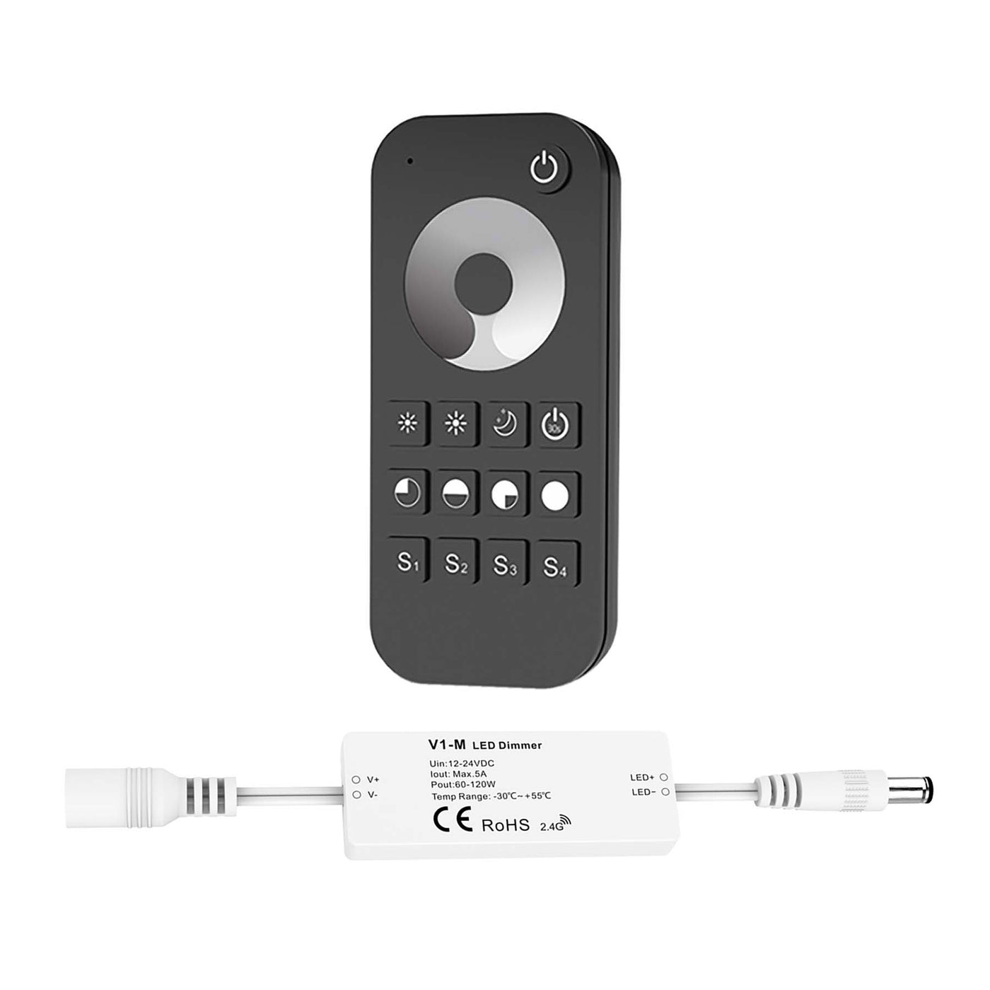 LED 12-24V DC Dimming Controller V1-M(D) + 1 Zone Remote Control RT1