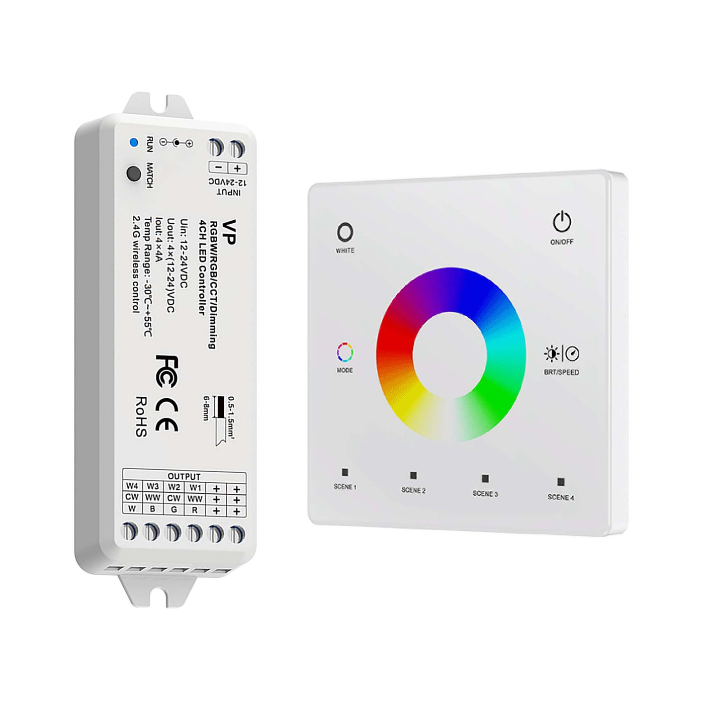 LED 12-24V DC Dimming/CCT/RGB/RGBW Controller VP + 1 Zone Panel Remote