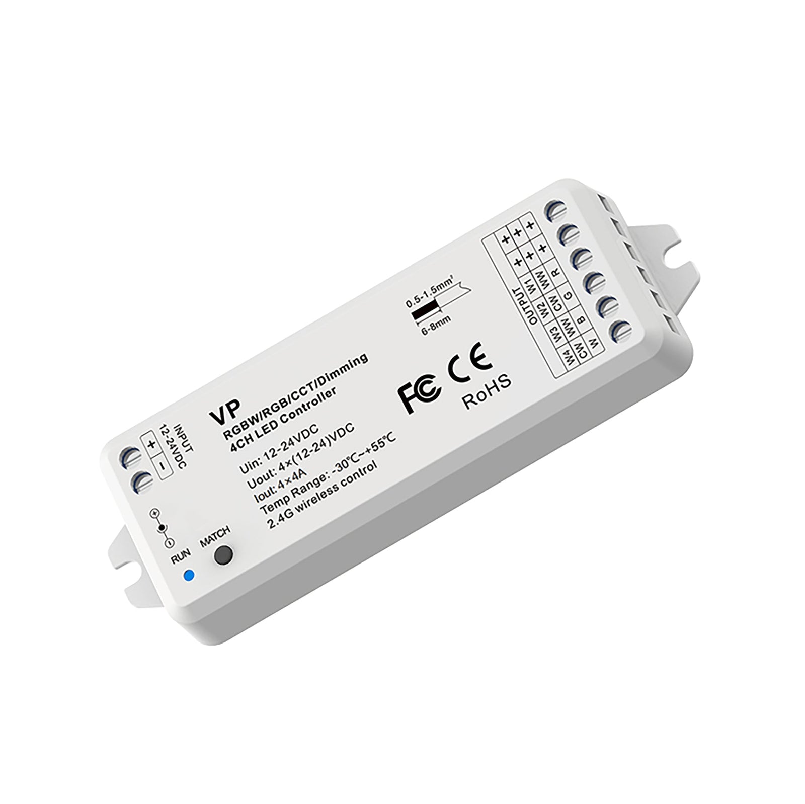 LED 12-24V DC Dimming/CCT/RGB/RGBW Controller VP + 4 Zone Panel Remote
