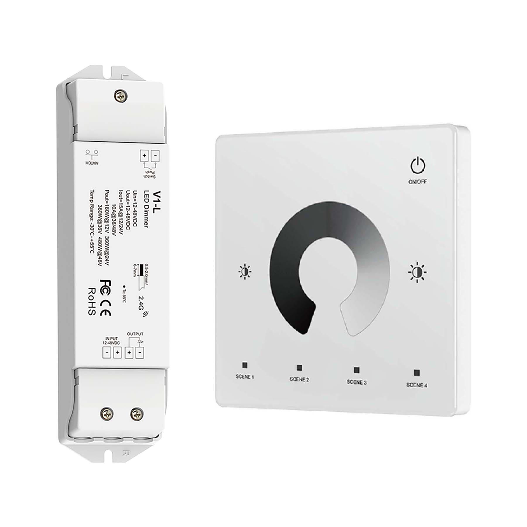 LED 12-48V DC Dimming Controller V1-L + 1 Zone Panel Remote Control 1*