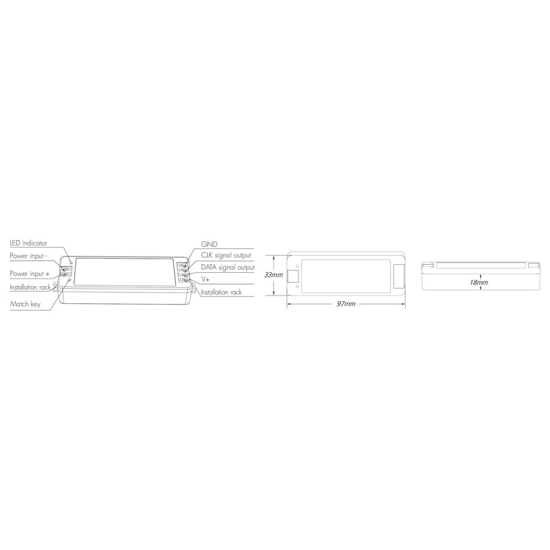 LED 5-24V DC SPI Pixel Controller SC + 1 Zone Remote Control R9