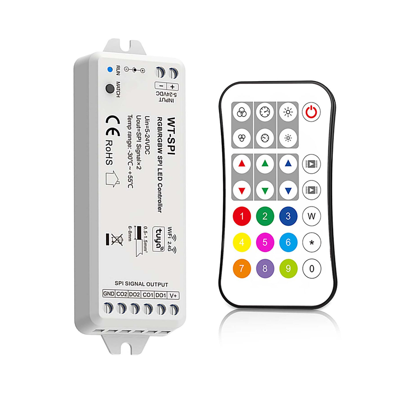 LED 5-24V DC SPI Pixel Wifi Controller WT-SPI + 1 Zone Remote Control