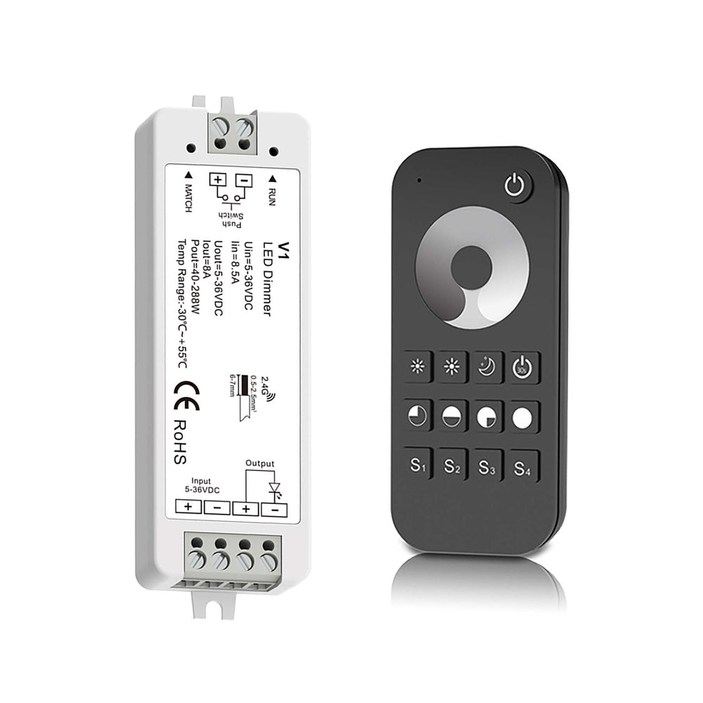 LED 5-36V DC Dimming Controller V1 + 1 Zone Remote Control RT1