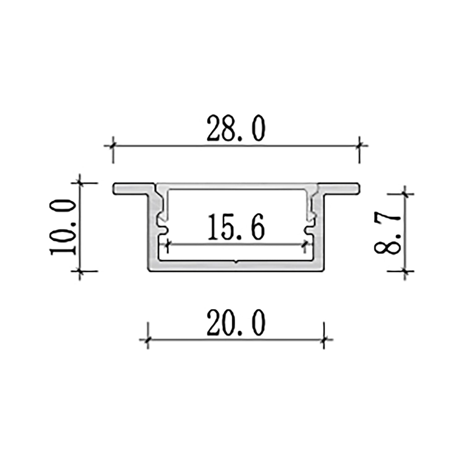 Recessed LED Aluminium Profile 28x10mm (335-Y2810)