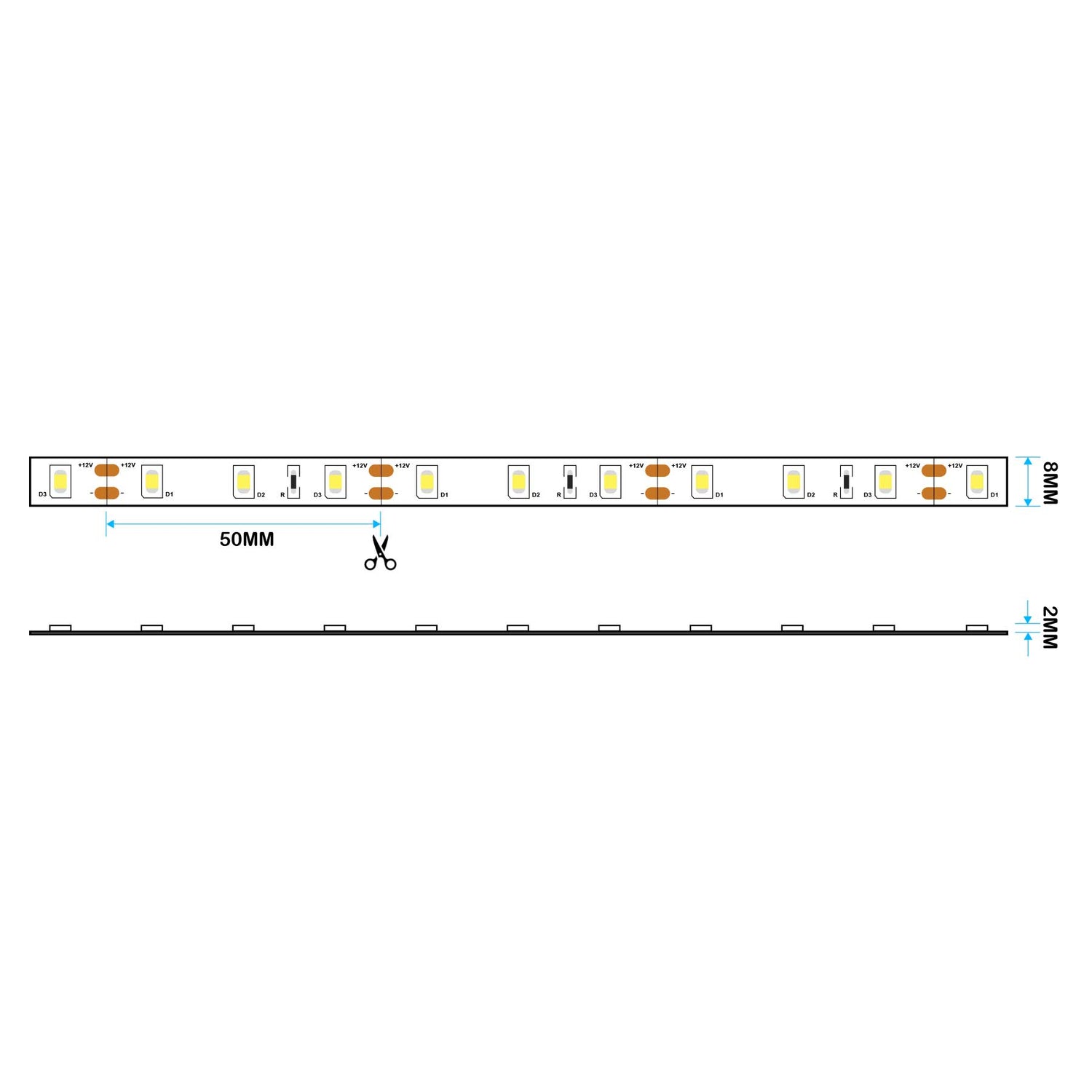 LED 2835 Strip Light, 5M Reel, IP20, 12V, 60 LEDs/M