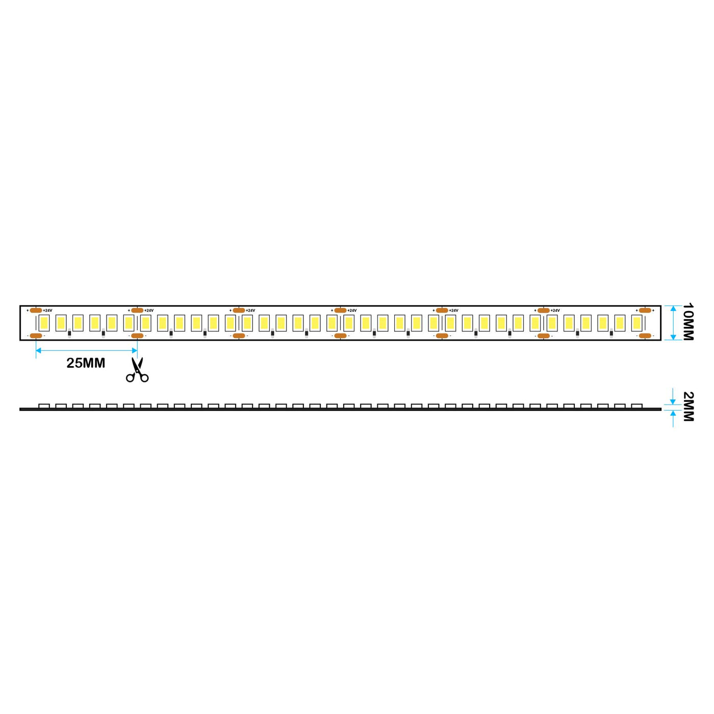 LED 2835 Strip Light, 5M Reel, IP20, 24V, 240 LEDs/M