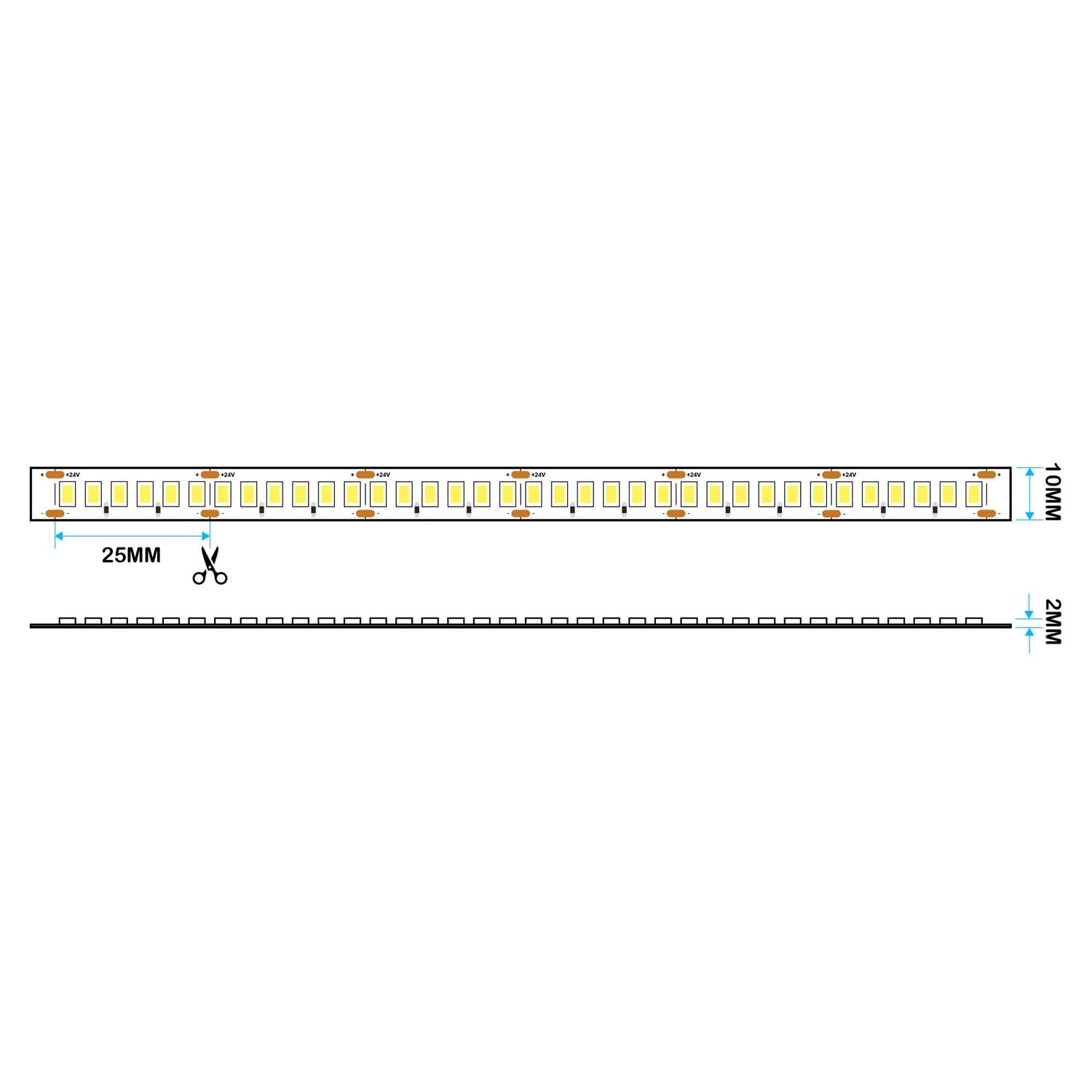 LED 2835 Strip Light, 5M Reel, IP20, 24V, 240 LEDs/M