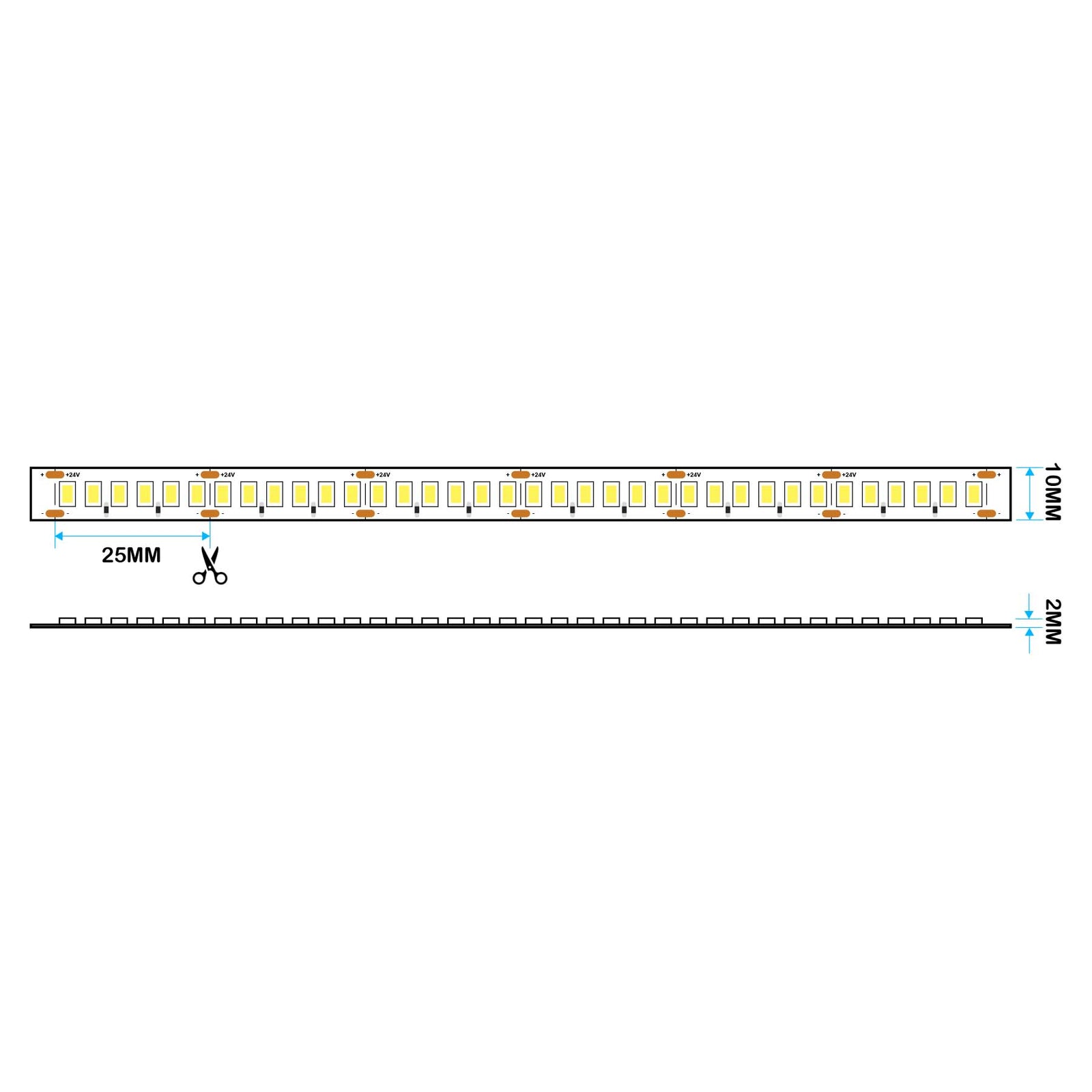 LED 2835 Strip Light, 5M Reel, IP20, 24V, 240 LEDs/M