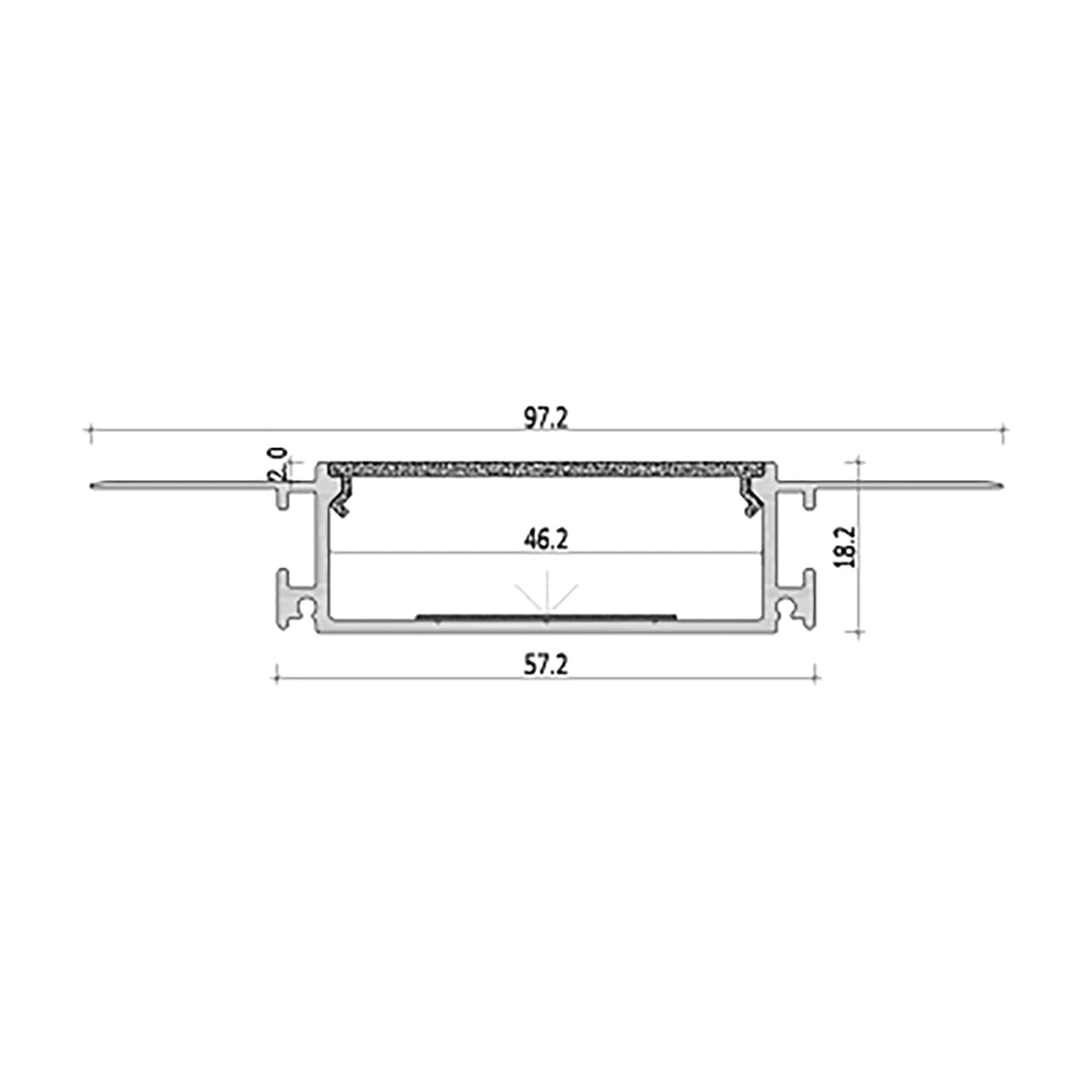 Plaster-In Trimless Recessed LED Aluminium Profile 97.2x18.2mm (186-C9