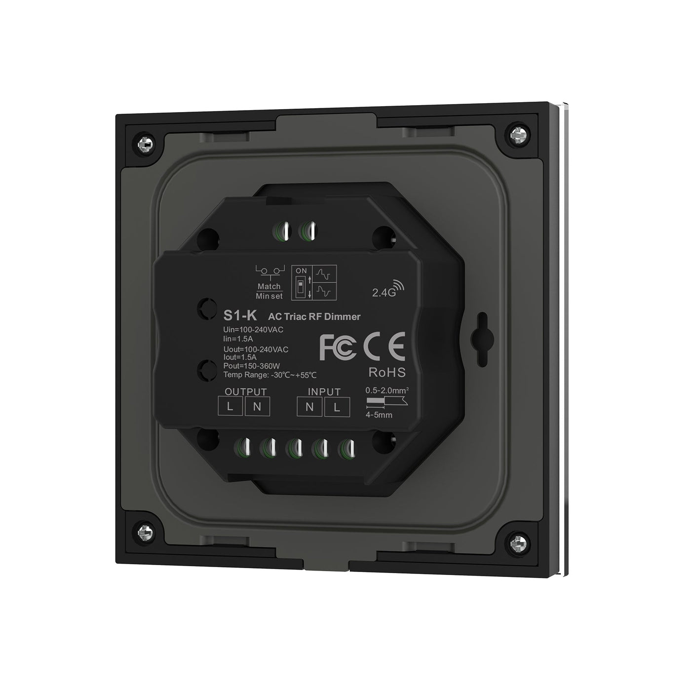 LED Triac Dimmer Switch Wall Rotary Panel 2.4GHz RF AC100-240V S1-K