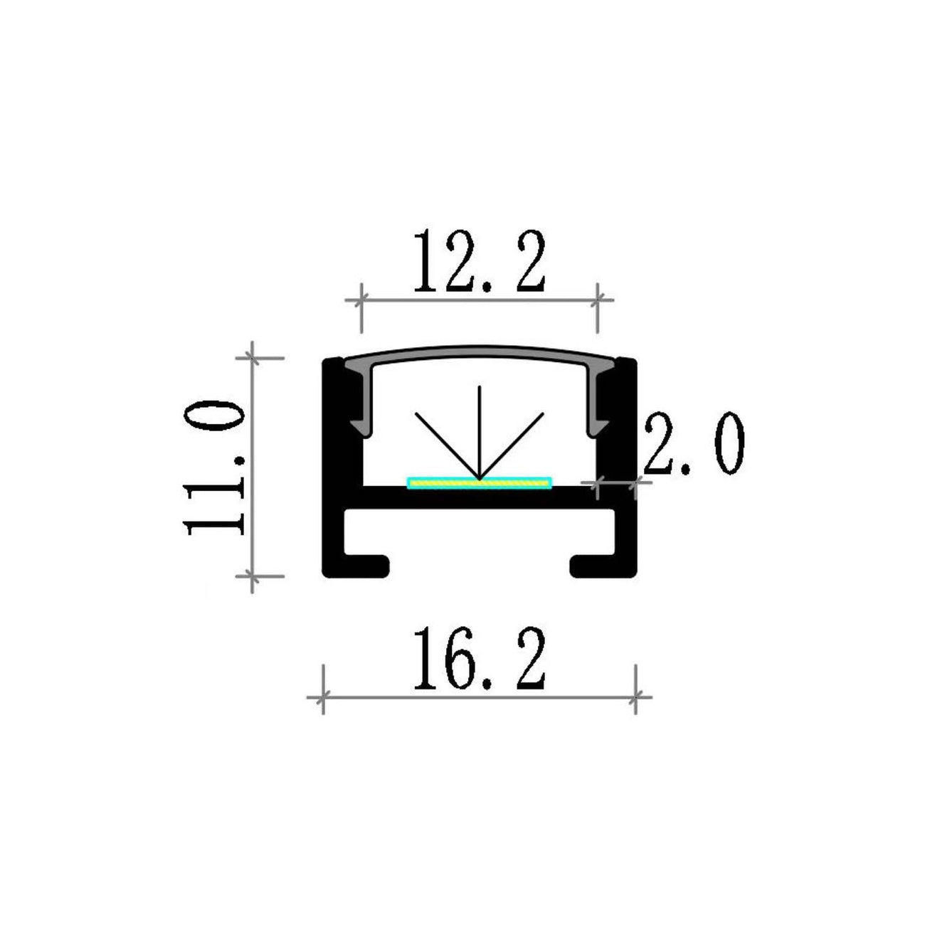 Slim Surface Mounted Invisible Brackets LED Aluminium Profile 16.2x11m