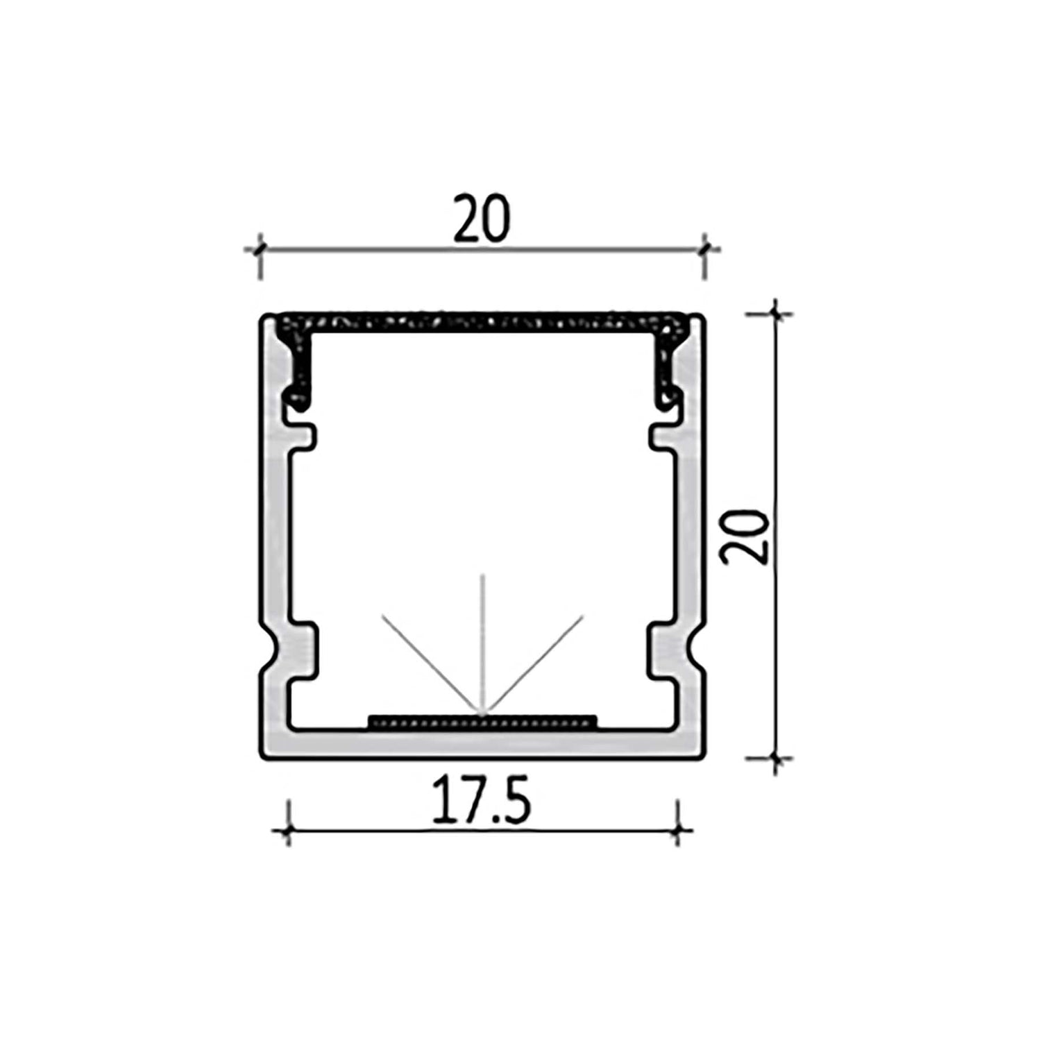 Surface Mounted LED Aluminium Profile 20x20mm (168-M2020)