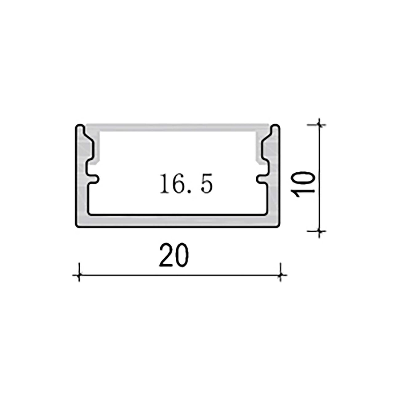 Surface Mounted LED Aluminium Profile 20x10mm (210-M2010)