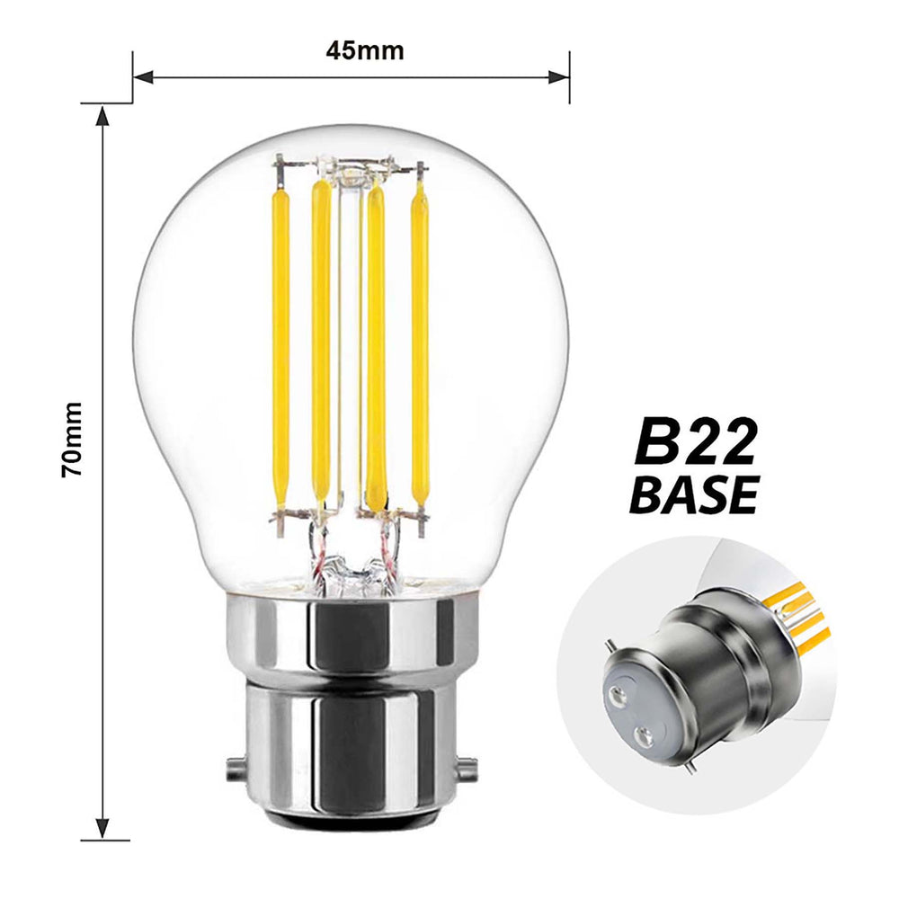 G45 Vintage Style Dimmable B22 6W LED Filament Globe Light Bulb