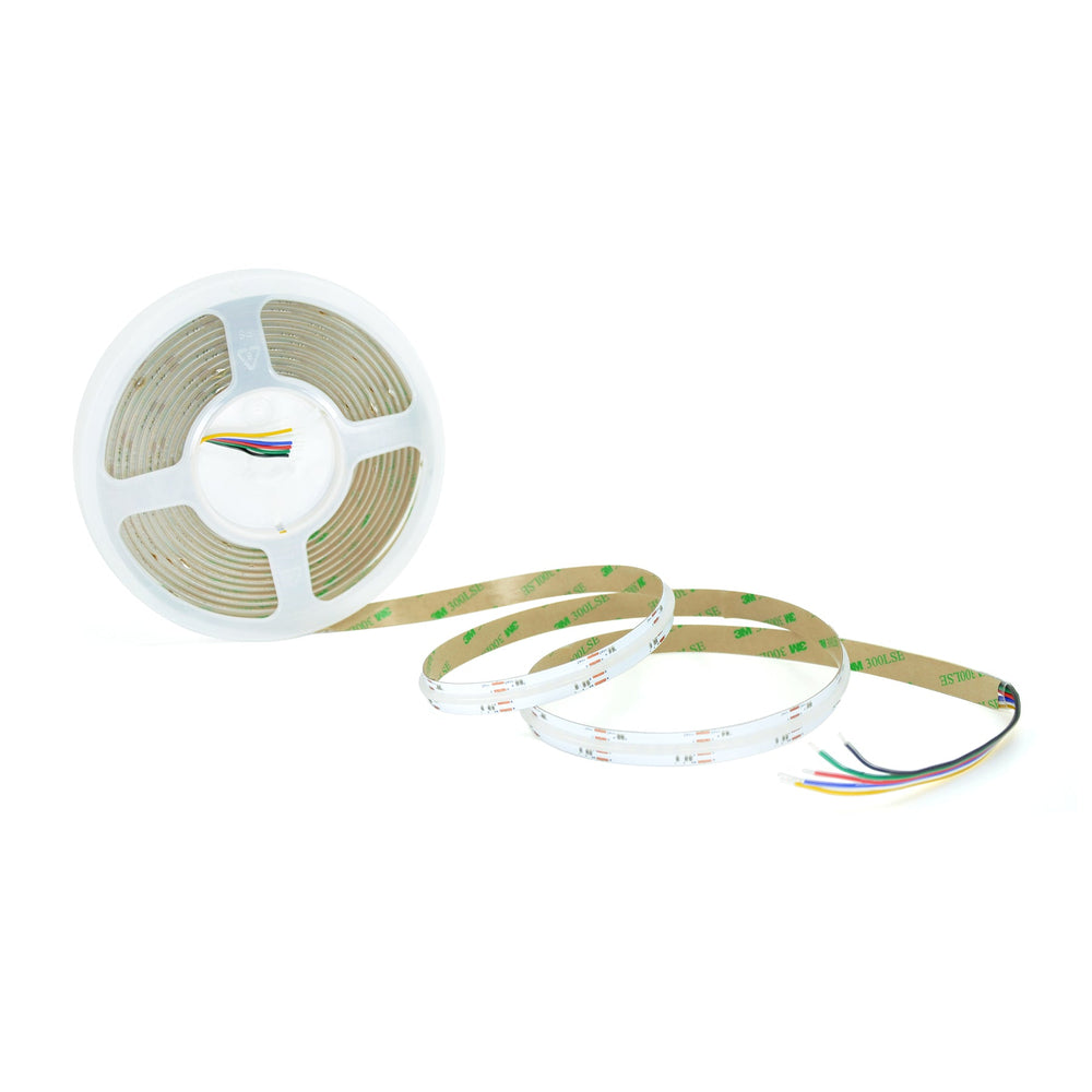LED COB Strip Light, Seamless, 5M Reel, IP20, 24V, 12mm Wide, RGB+CCT
