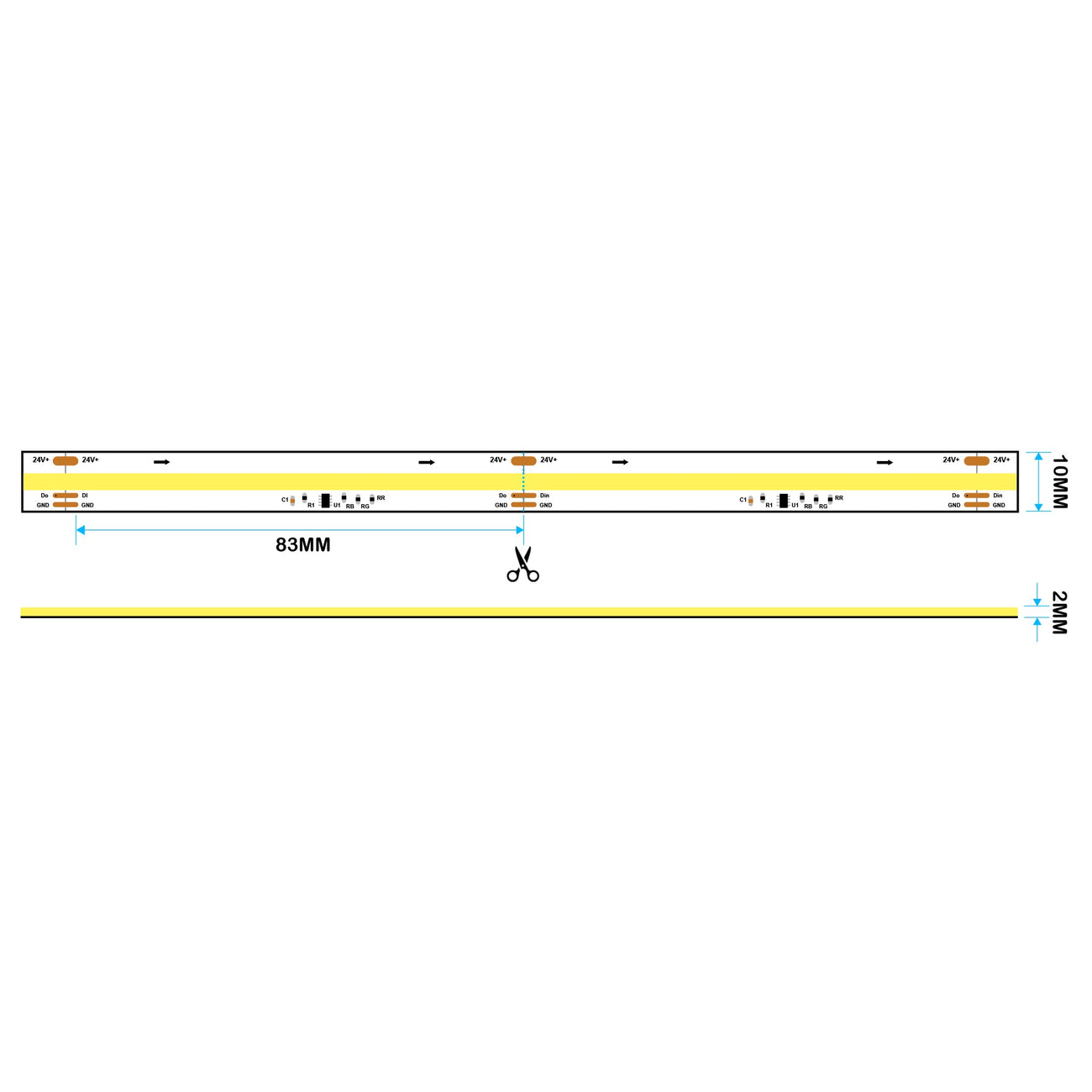 WS2811 COB Flowing Effect LED Strip Light, 24V, 5M Reel, IP20 | Dynami