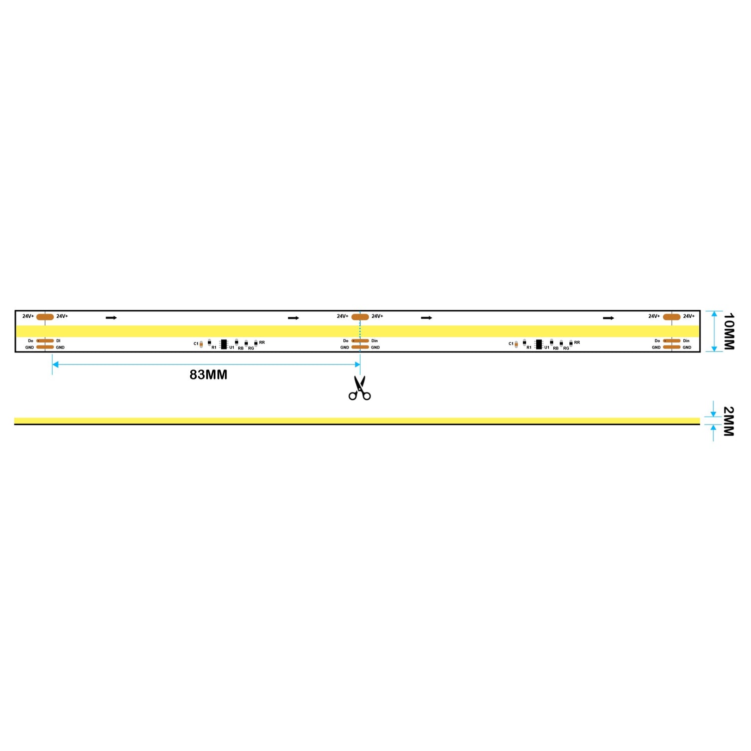 WS2811 COB Flowing Effect LED Strip Light, 24V, 5M Reel, IP20 | Dynami