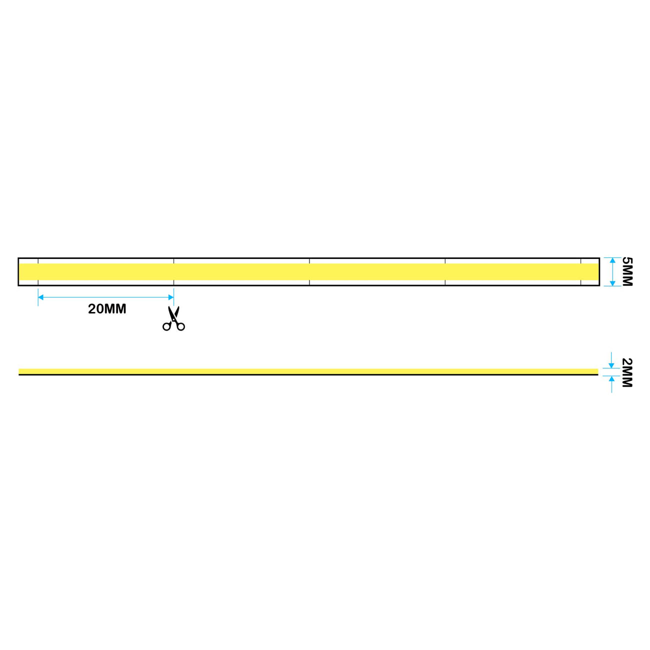LED COB Strip Light, Seamless, 5M Reel, IP20, 24V, 5mm Wide