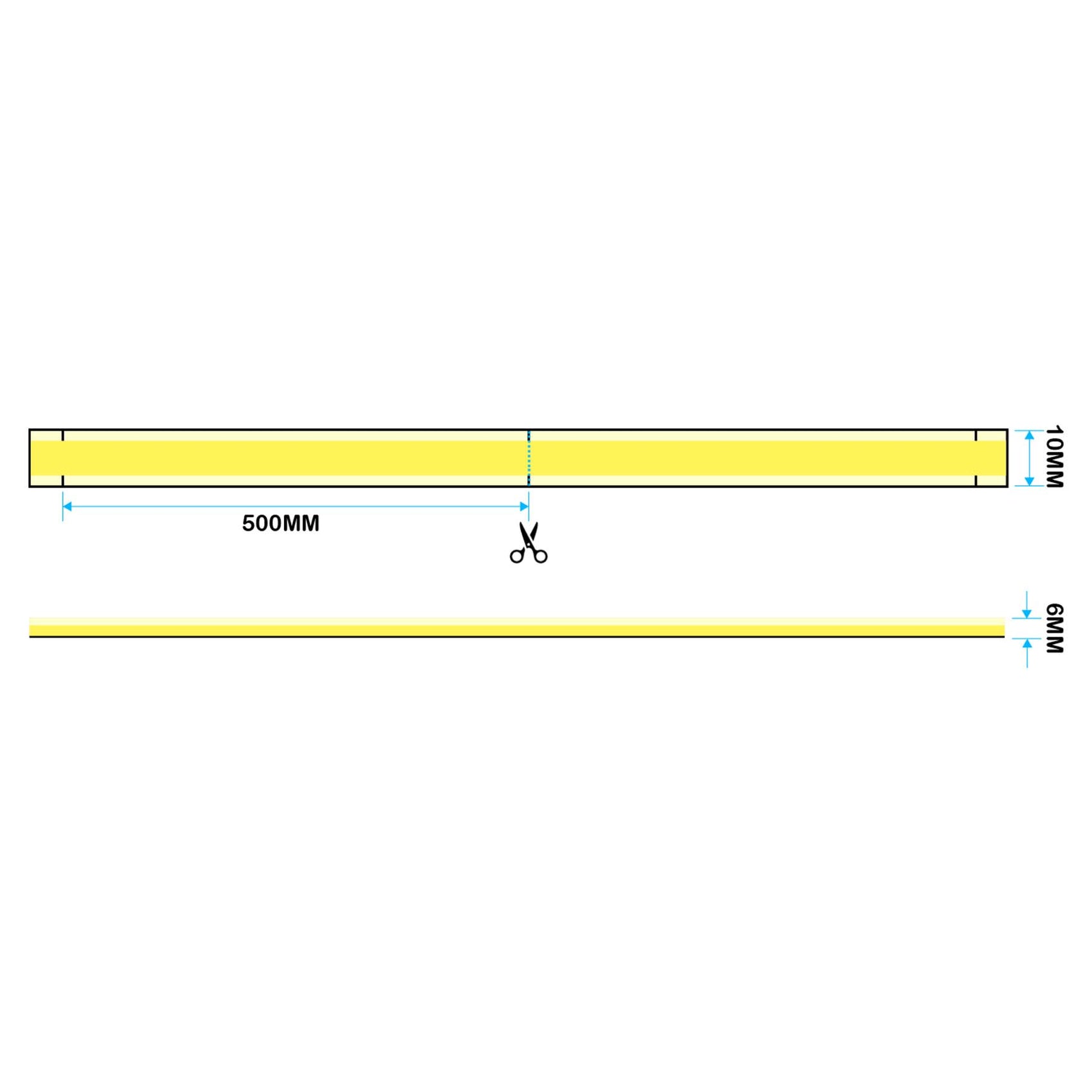 LED COB AC Strip Light, Seamless, IP65, 220V-240V, 10mm Wide
