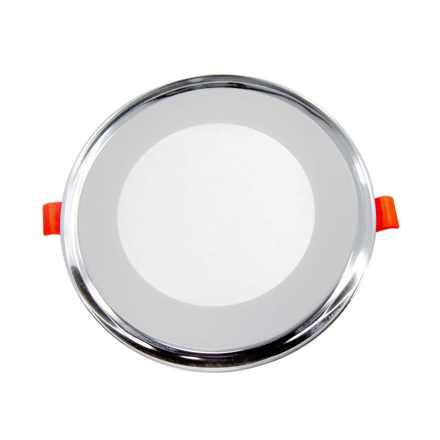 Recessed Round Chrome Mirror Blue Edge Lit LED Panel Light