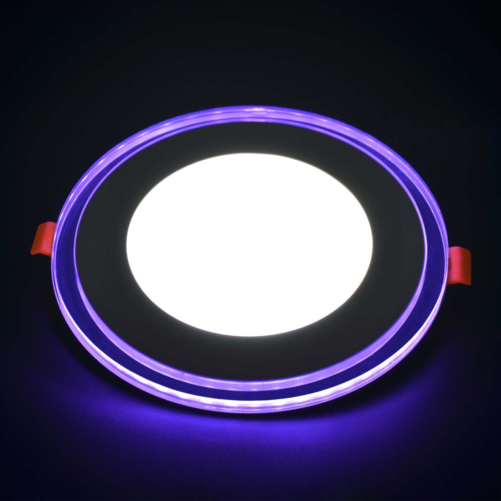 Recessed Round Chrome Mirror Purple Edge Lit LED Panel Light