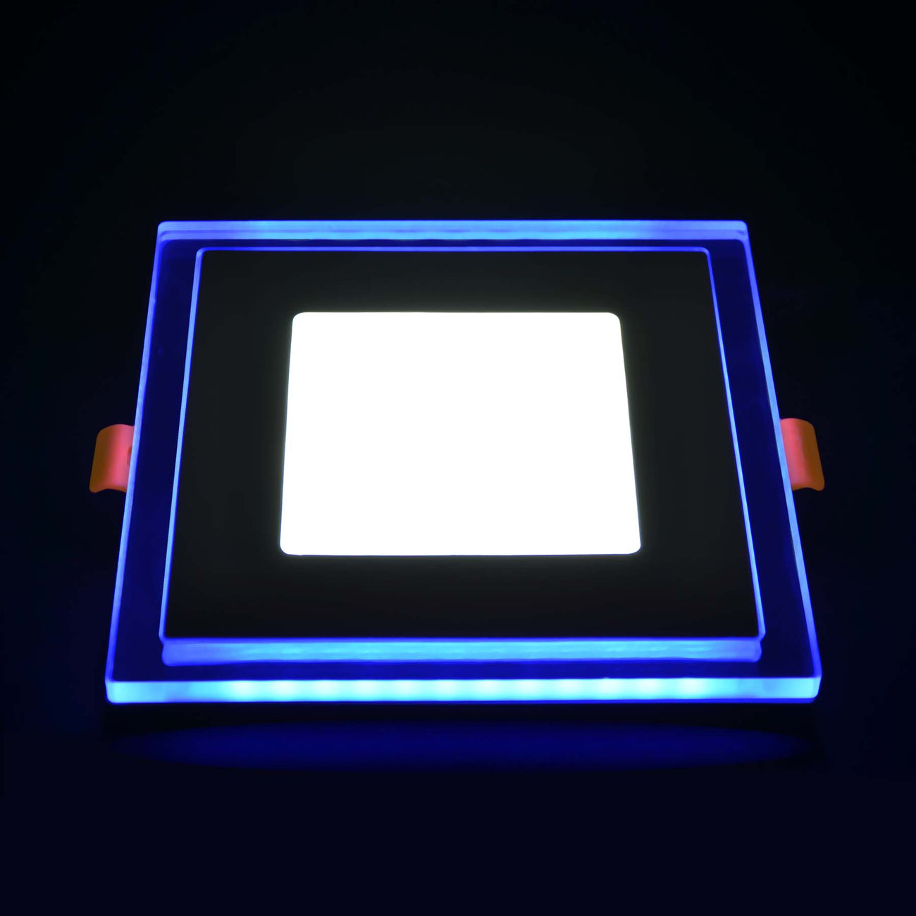 Recessed Square Chrome Mirror Blue Edge Lit LED Panel Light