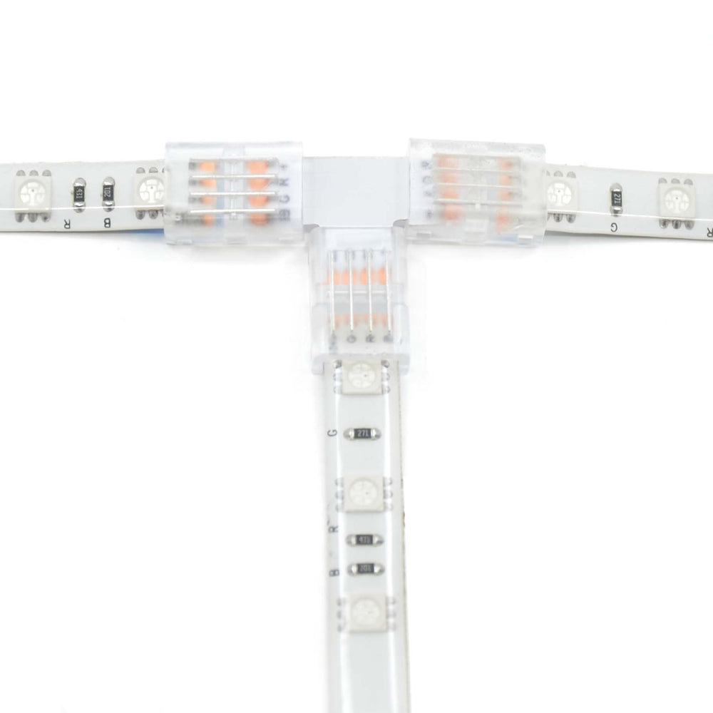 4 Pin Solderless T Shape Connector For Rgb Led Strip Lights