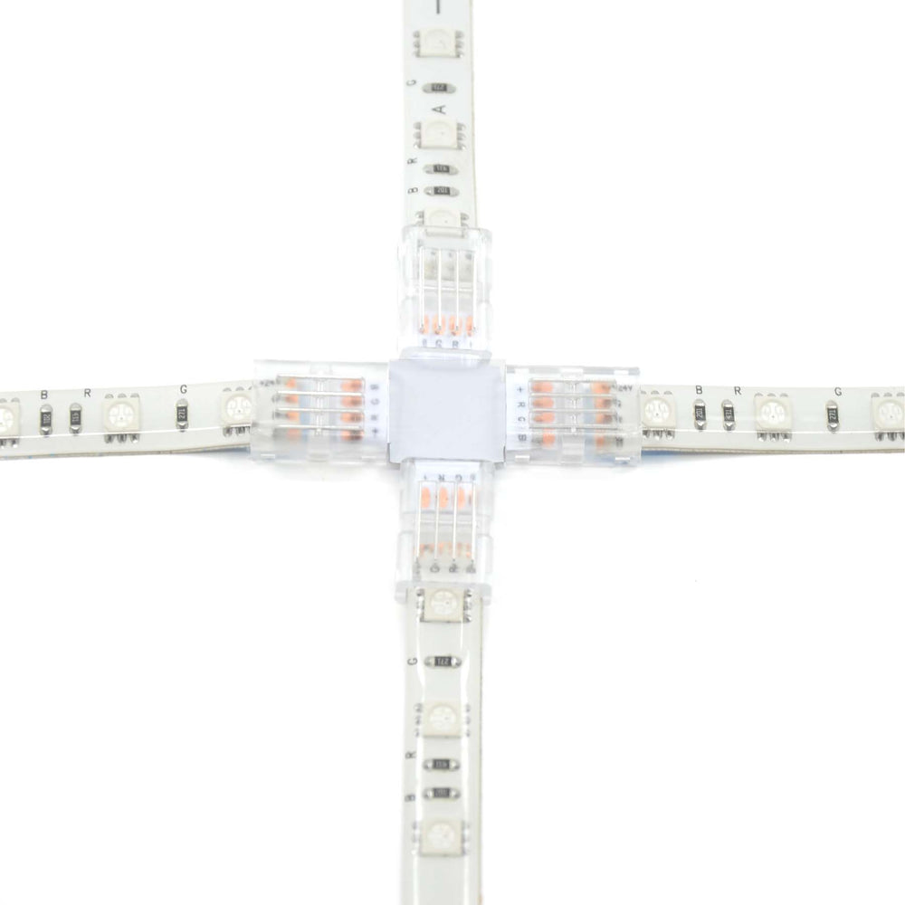 4 Pin Solderless X Shape Connector For RGB LED Strip Lights
