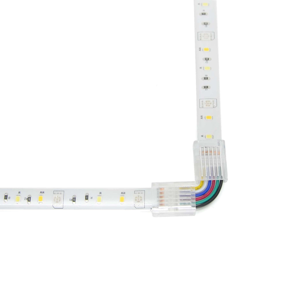 6 Pin Solderless L Shape Quick Fit Flex Connector For Rgbcct Led Stri