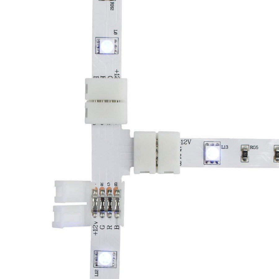 4 Pin Solderless T Shape Connector For LED RGB Strip Lights