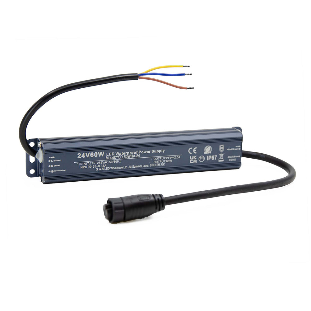 IP67 Waterproof 24V 2.5A 60W LED Wall Washer Driver