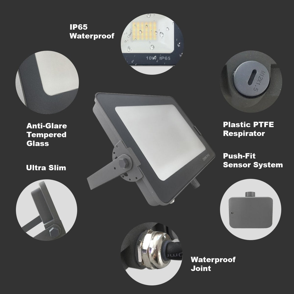 Infinity Grey Casing Tri-Colour LED Flood Light With Dusk Till Dawn Se