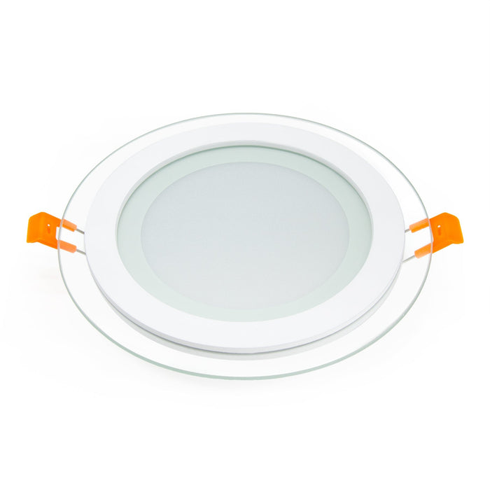 Recessed Round Crystal Glass Edge LED Panel Light Triple Cycles