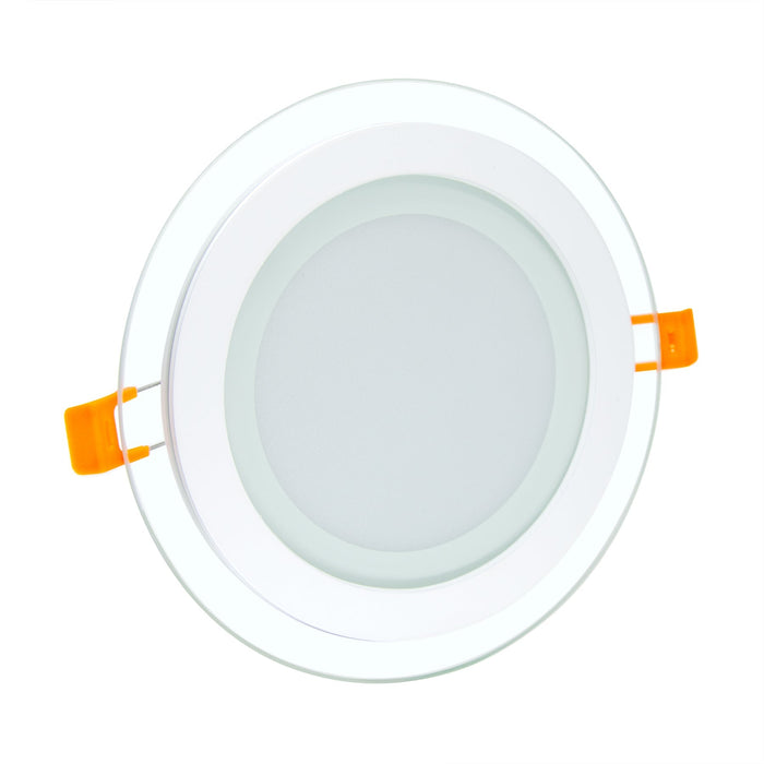 Recessed Round Crystal Glass Edge LED Panel Light Triple Cycles