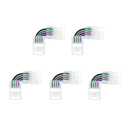 4 Pin Solderless L Shape Quick Fit Flex Connector For RGB LED Strip Li